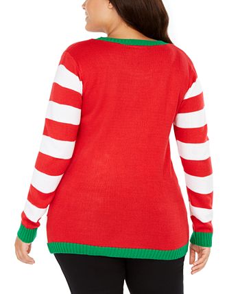 Planet Gold Trendy Plus Size Embellished Holiday Penguins Sweater - Macy's
