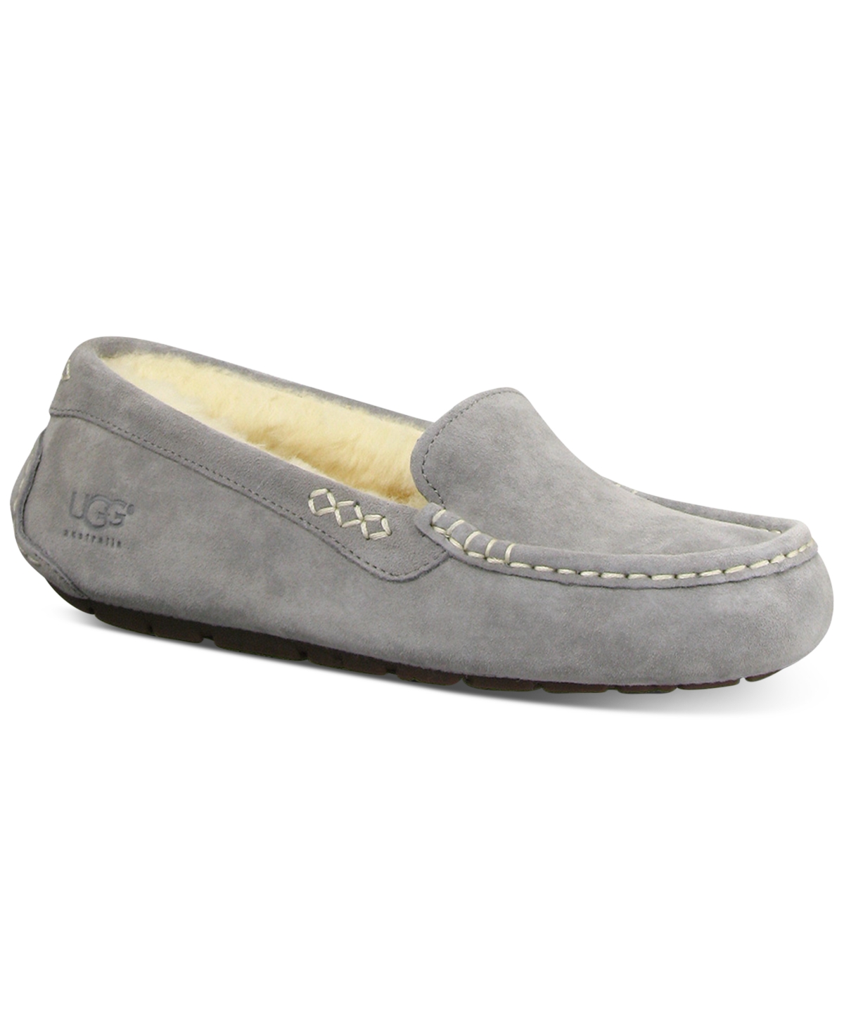 Ugg Womens Ansley Slip On Moccasin Slippers - Light Grey