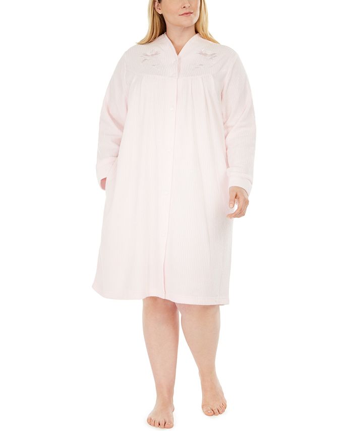 Miss Elaine Plus Size Brushed Terry Short Snap Robe - Macy's