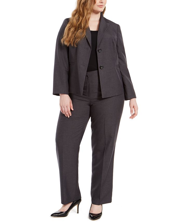 Le Suit Plus Size Blazer & Pants Suit - Macy's