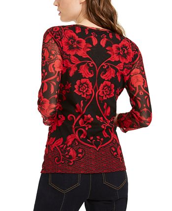 INC International Concepts INC Petite Printed Mesh Top, Created for ...