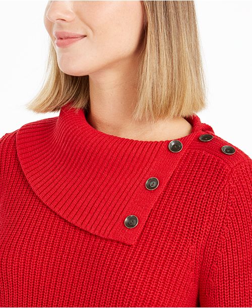 Style & Co Petite Envelope-Neck Scalloped-Edge Sweater, Created For ...