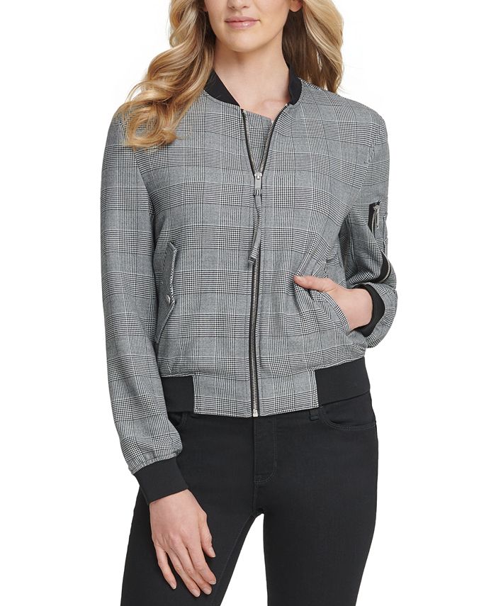 DKNY Plaid Bomber Jacket - Macy's