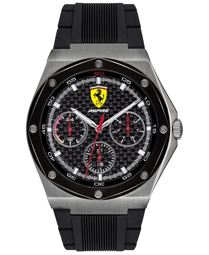 Ferrari Men's Aspire Black Silicone Strap Watch 44mm - Macy's