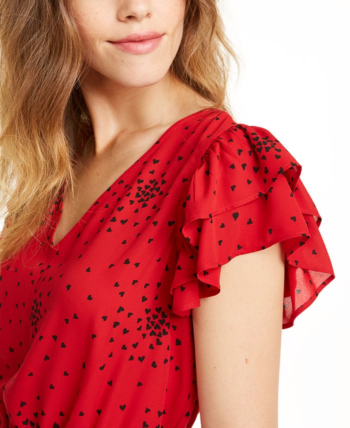 Maison Jules Heart-Print Drawstring Dress, Created for Macy's - Macy's