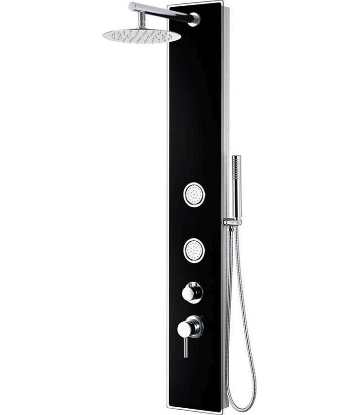 ALFI brand Black Glass Shower Panel with 2 Body Sprays and Rain Shower ...