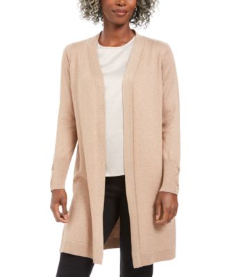 JM Collection Lace-Up-Sleeve Metallic Cardigan, Created for Macy's - Macy's