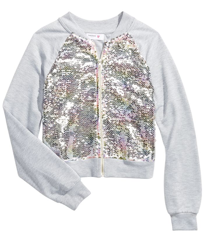Beautees Big Girls 2-Pc. Flip Sequins Bomber Jacket & Butterfly Tank ...