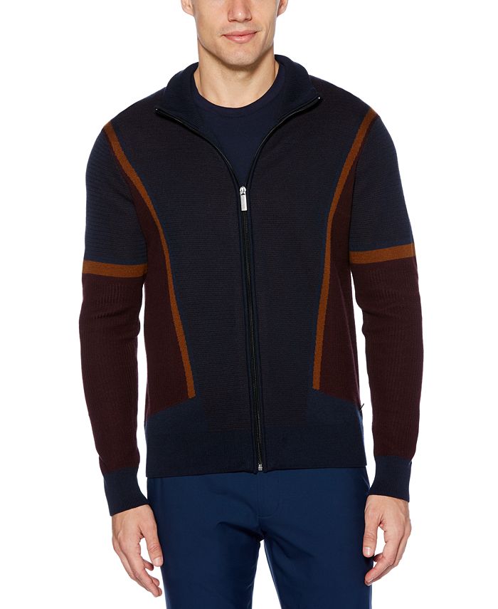 Perry Ellis Men's Colorblock Full Zip Sweater - Macy's