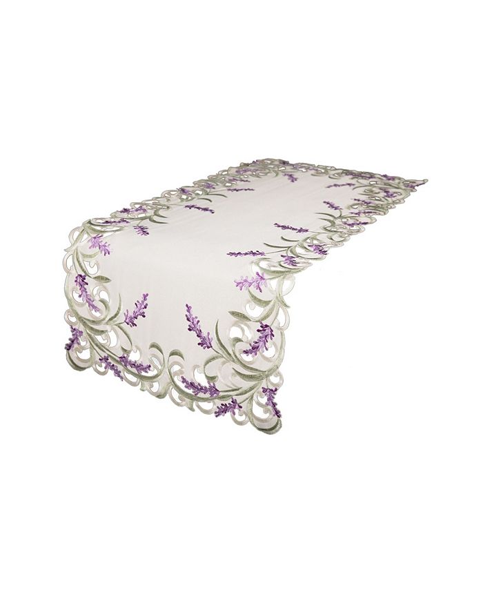 Xia Home Fashions Lavender Lace Embroidered Cutwork Table Runner, 15" x ...