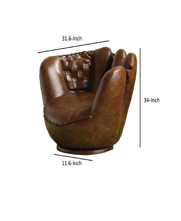 Benzara Leather Upholstered Baseball Glove Chair and Ottoman - Macy's