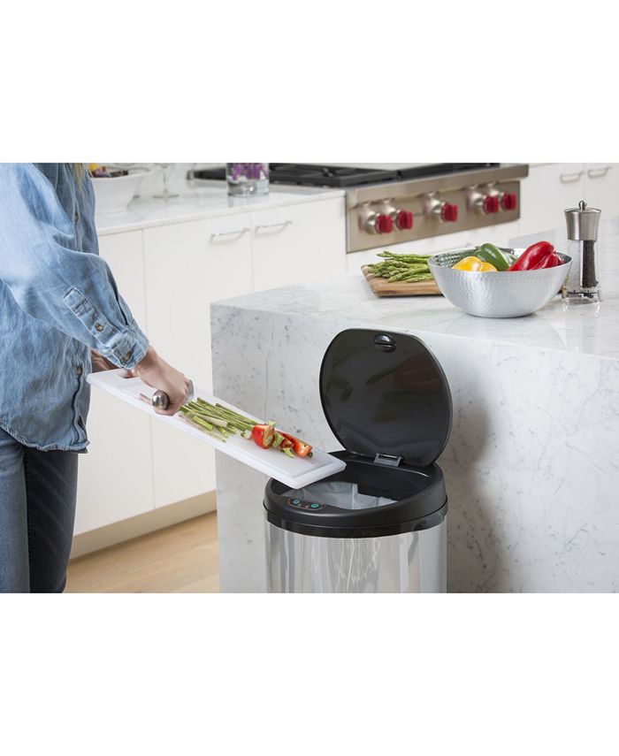 Hamilton Beach Brushed Stainless Steel Motion Sensor 2 Piece Trashcan ...