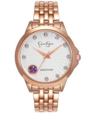 Jessica Simpson Women's Genuine Amethyst and White Topaz Rose Gold Tone ...