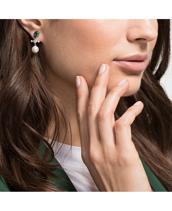 Swarovski Silver-Tone Crystal, Stone & Imitation Pearl Drop Earrings ...