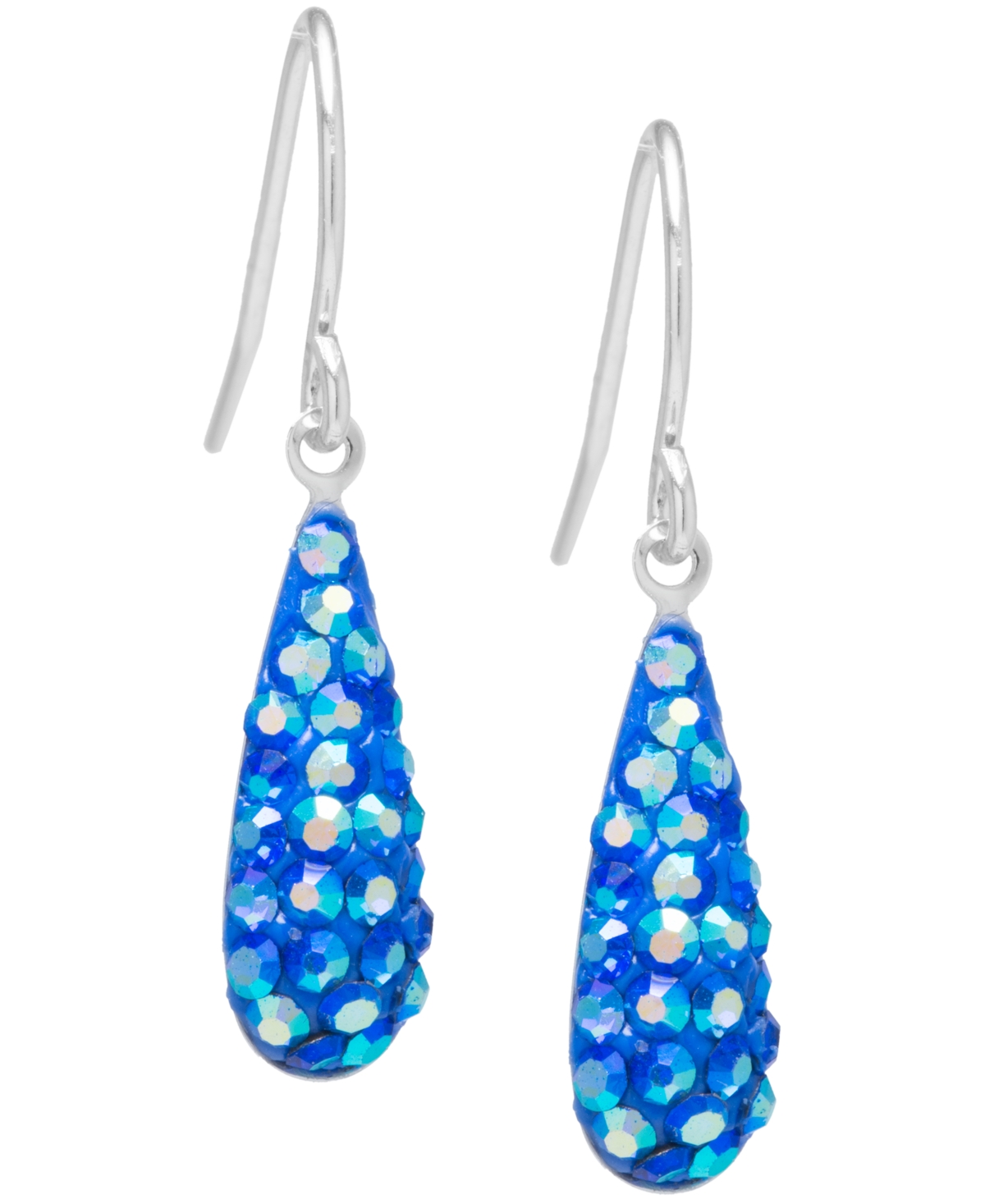 Click here for Blue Crystal Pave Elongated Teardrop Earrings in S... prices