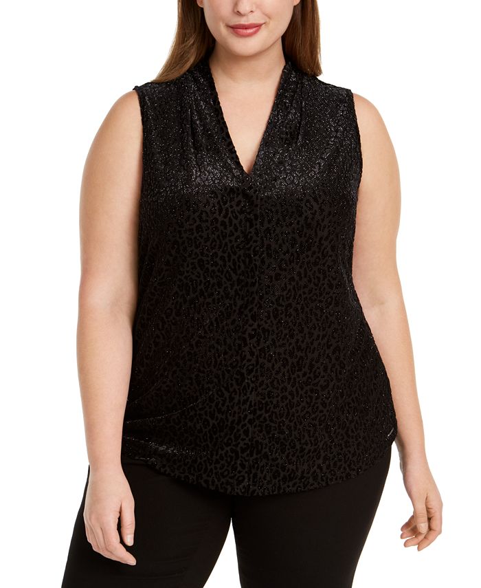 Calvin Klein Plus Size Leopard-Print Top - Macy's