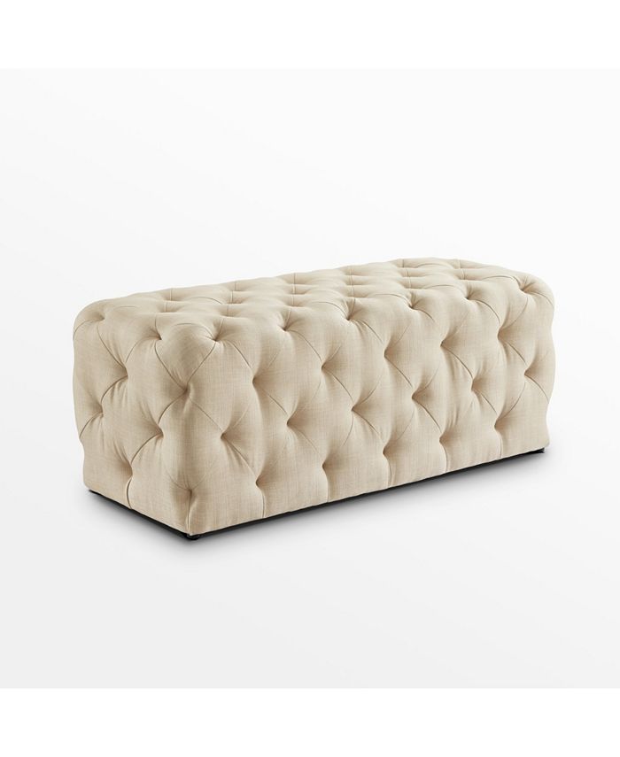 Inspired Home Hayden Upholsterred Tufted Allover Rectangle Bench - Macy's