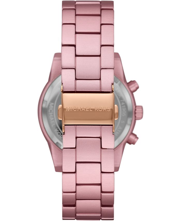 Michael Kors Women's Chronograph Ritz Pink Aluminum Bracelet Watch 37mm ...