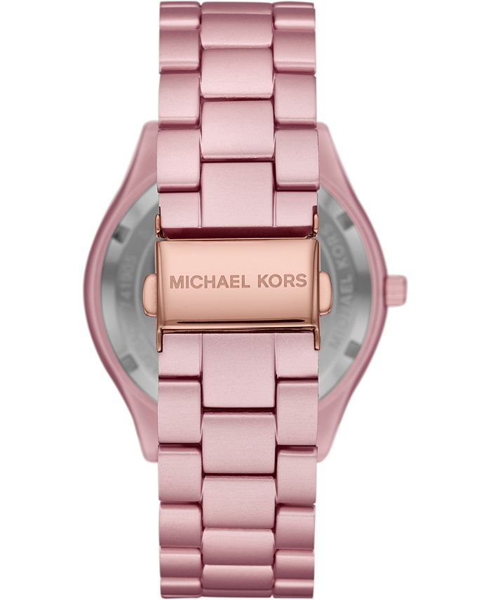 Michael Kors Women's Slim Runway Pink Aluminum Bracelet Watch 42mm - Macy's