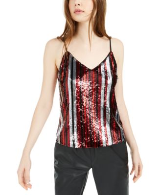 Bar III Sequin Striped Sleeveless Top, Created For Macy's - Macy's