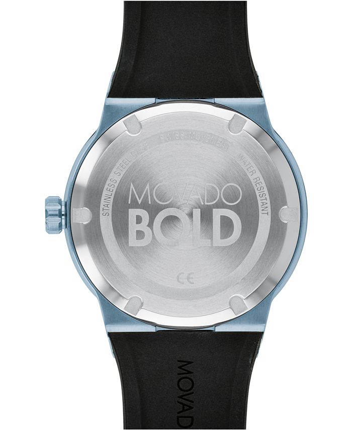 Movado Men's Fusion Swiss Bold Black Silicone Strap Watch 42mm - Macy's