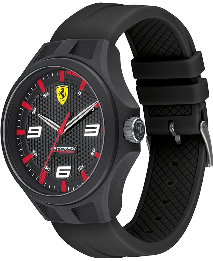Ferrari Men's RedRev Black Silicone Strap Watch 44mm Gift Set - Macy's