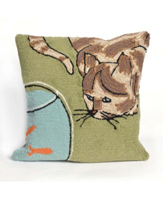 Liora Manne' Liora Manne Frontporch Curious Cat Indoor, Outdoor Pillow ...