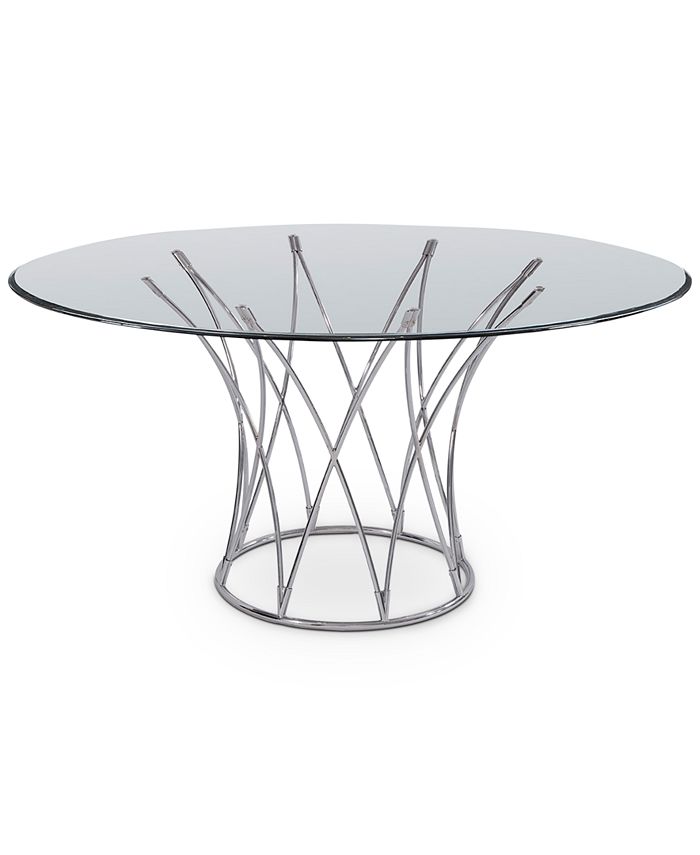 Furniture Mercer 54" Glass Top Round Dining Table - Macy's