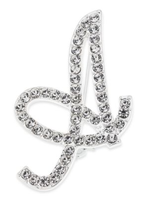 Charter Club Silver-Tone Pavé Initial Pin, Created for Macy's - Macy's