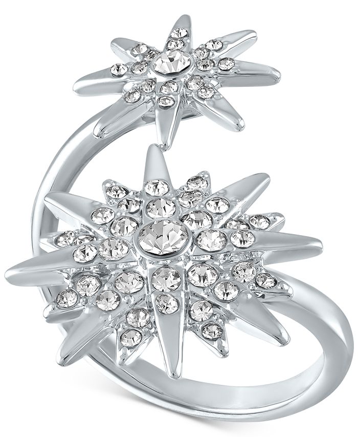 RACHEL Rachel Roy Silver-Tone Crystal Starburst Wrap Ring - Macy's