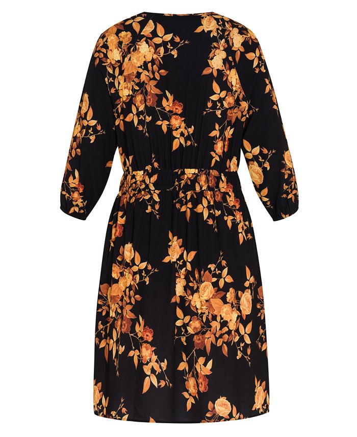City Chic Trendy Plus Size Golden Floral Tunic - Macy's