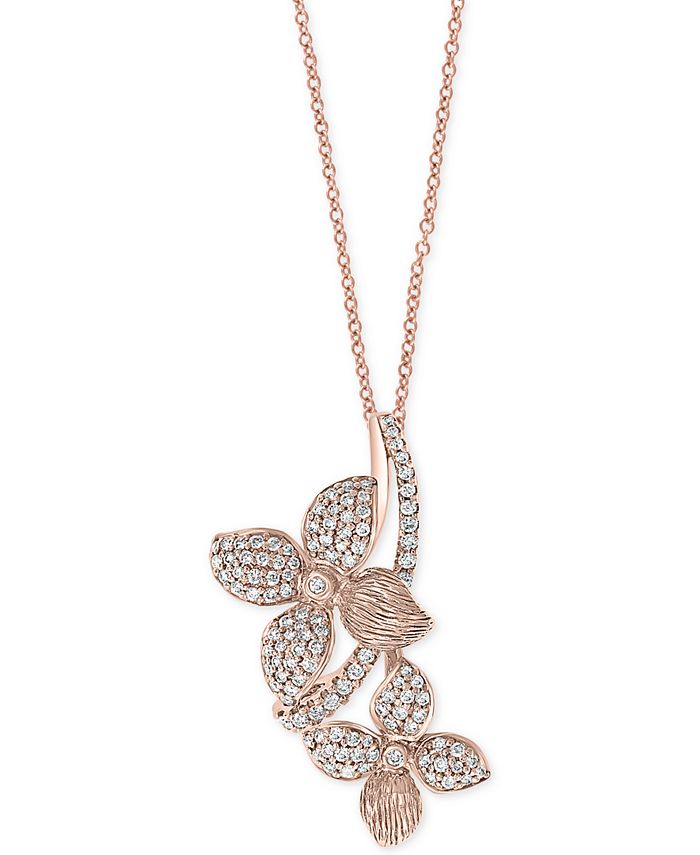 EFFY Collection EFFY® Diamond Flower 18" Pendant Necklace (3/4 ct. t.w ...