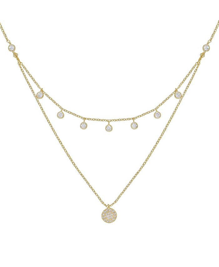 ETTIKA Double Layered Gold Chain Crystal Disc Necklace - Macy's