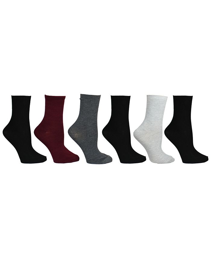 Steve Madden Women's 6 Pack Texture & Solid Crew Socks, Online Only ...