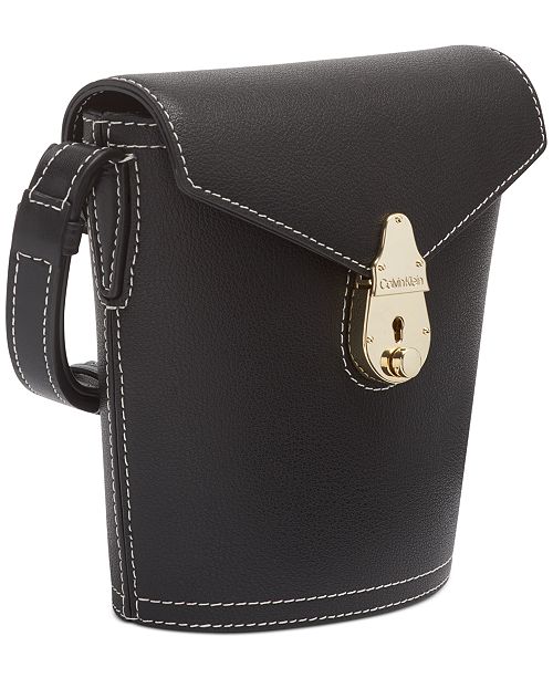 Calvin Klein Lock Leather Mini Bucket Bag & Reviews - Handbags ...