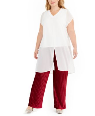 Alfani Plus Size Split-Front Tunic Top, Created for Macy's - Macy's