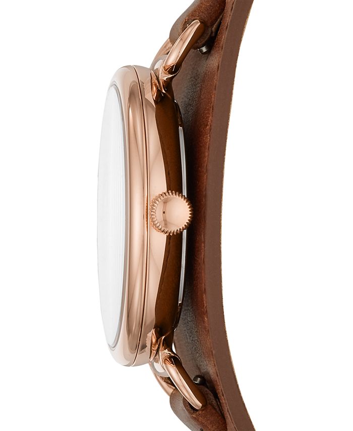Fossil Women's Josey Brown Leather Strap Watch 34mm - Macy's