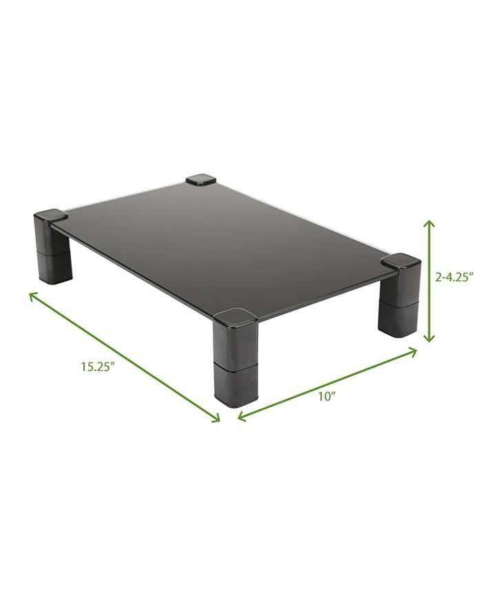 Mind Reader 4 Leg Black Glass Monitor Stand Riser for Computer, Laptop ...