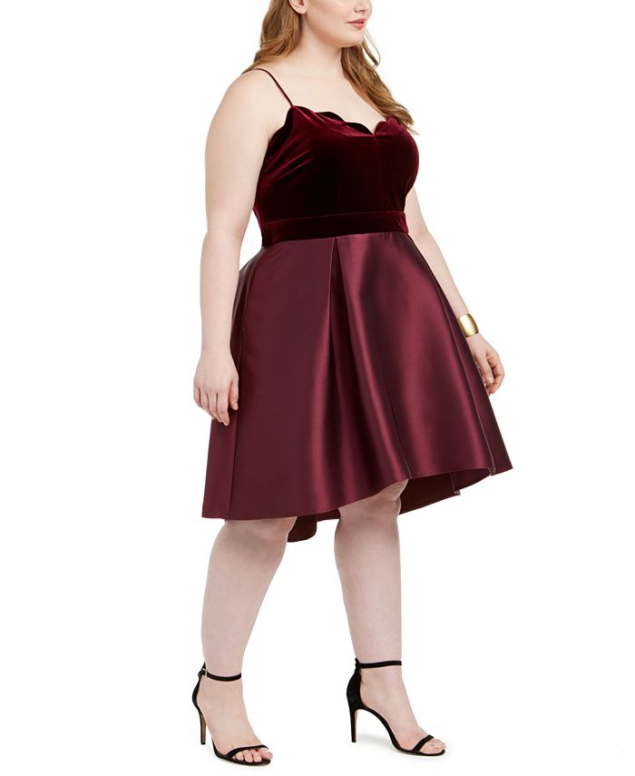 Teeze Me Trendy Plus Size Velvet-Top Dress - Macy's