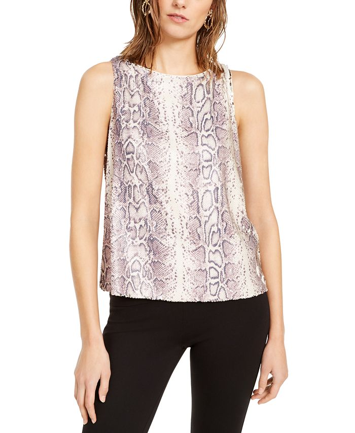INC International Concepts INC Sequined Snake-Embossed Tank Top ...