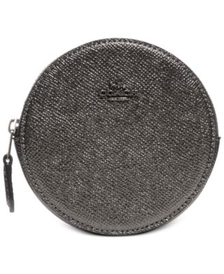 COACH Metallic Leather Round Coin Case - Macy's
