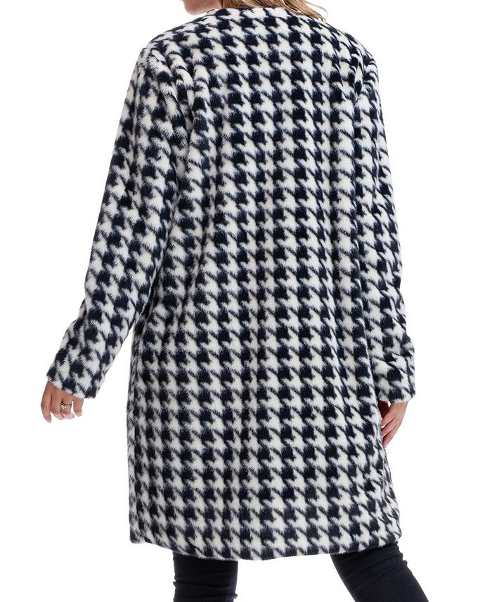 Fever Houndstooth Faux Fur Coat - Macy's
