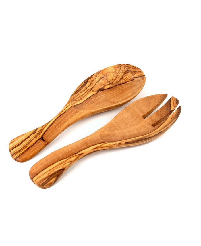 BeldiNest Olive Wood Salad Server Curved Wooden Spoon and Spork - Macy's