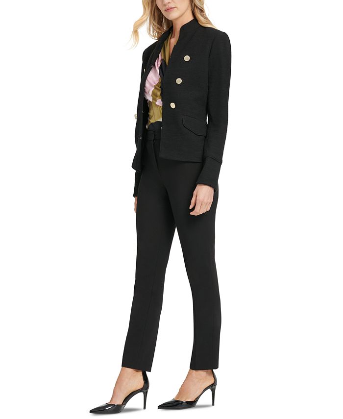 DKNY Stand-Collar Double-Breasted Military Jacket - Macy's