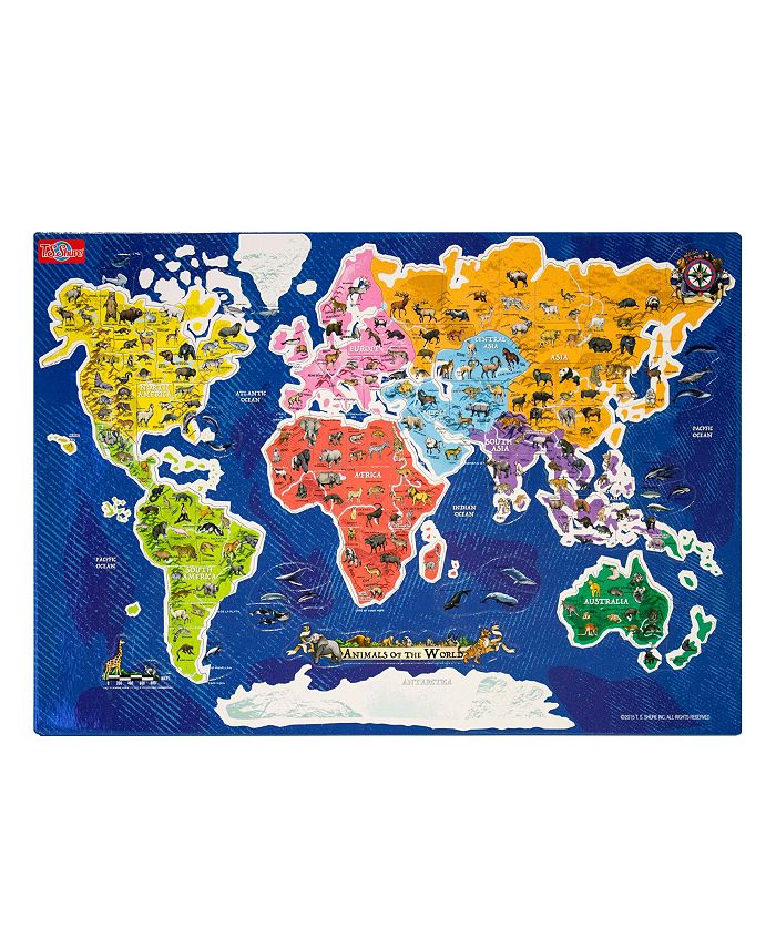 T.S. Shure Animals of The World Map Magnetic Playboard and Puzzle - Macy's