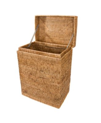 Artifacts Rattan Rectangular Hamper with Hinged Lid and Cloth Liner ...
