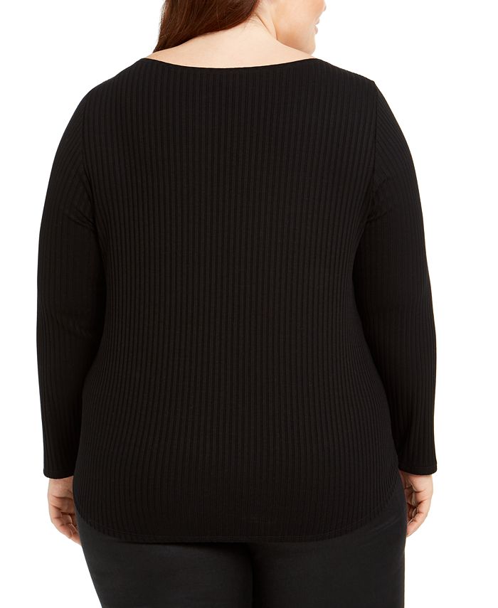Eileen Fisher Plus Size Ballet-Neck Top - Macy's