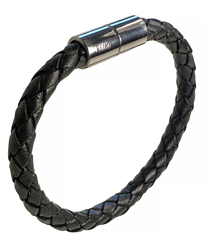SUKI Men's Braided Leather 6mm Bracelet - Macy's