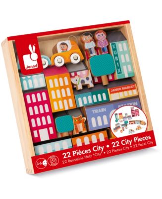 Janod Kubix - 22 City Pieces Wooden Building Set - Macy's