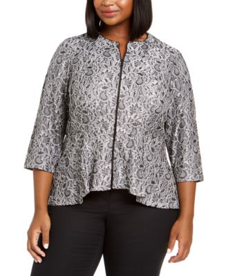 Alex Evenings Plus Size Metallic Peplum Jacket - Macy's